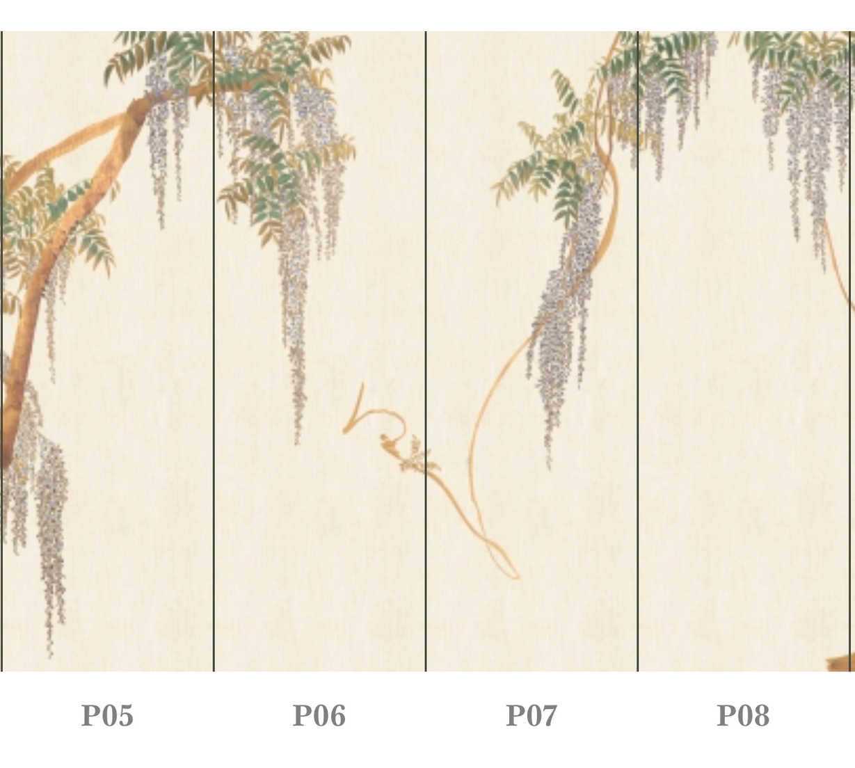 Edo Wisteria Pale Peach Mural | Iksel Luxury Murals – Designer ...