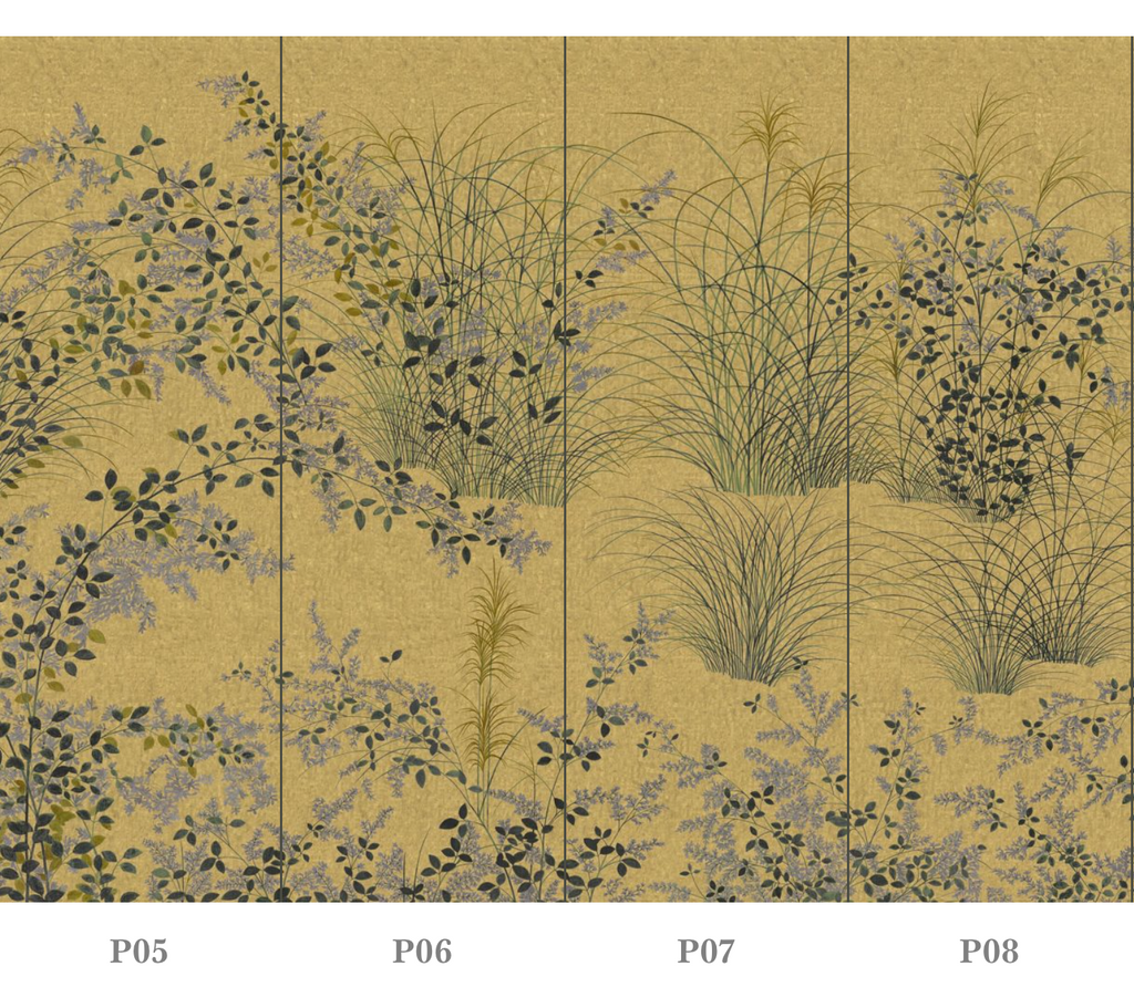 Japanese Meadow Crackled Gold Mural | Iksel Luxury Murals – Designer Wallcoverings and Fabrics