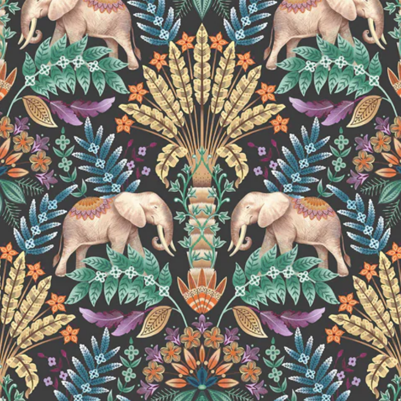 EXOTIC ELEPHANT WALLPAPER CHARCOAL – Designer Wallcoverings and Fabrics