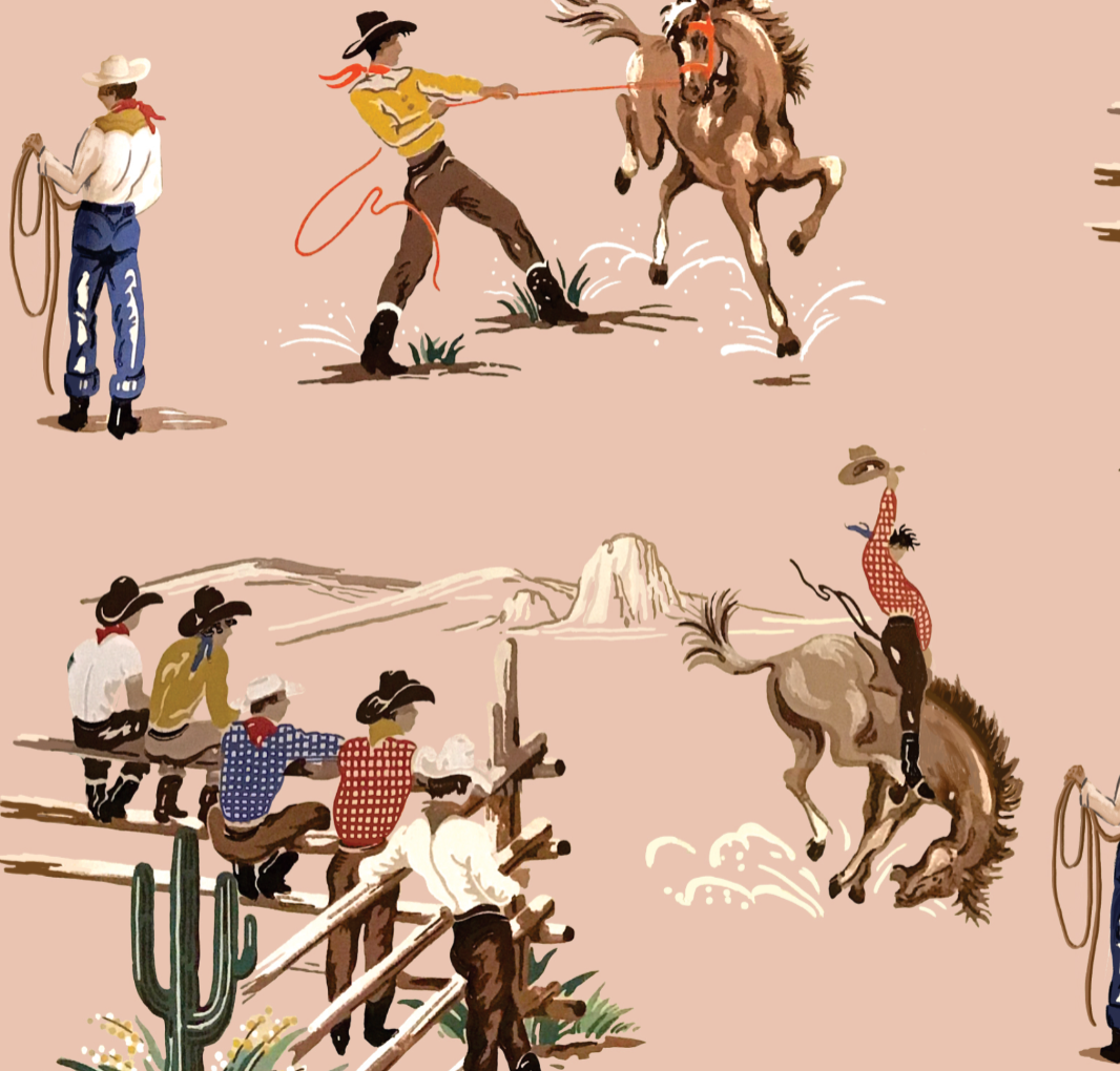 The Original Yeeha 1950's Cowboy -Blush Pink Wallpaper | DW Bespoke ...