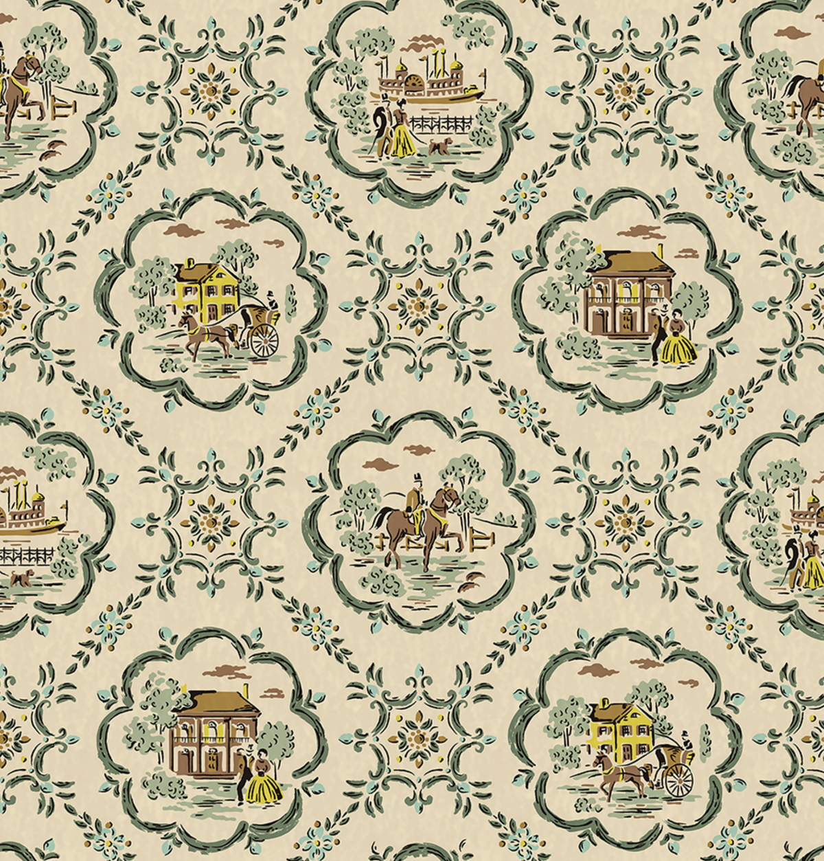Williamsburg 1950's Colonial Wallpaper | DW Bespoke Studios – Designer ...