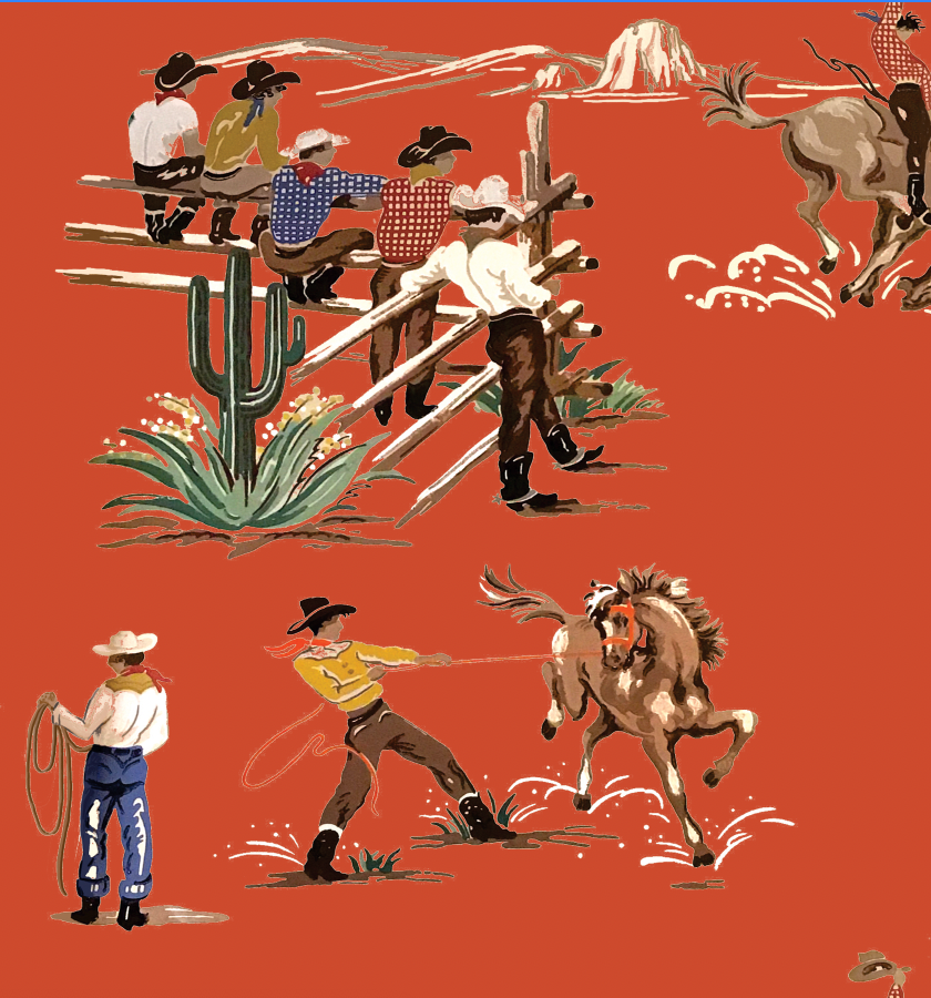The Original Yeeha 1950's Cowboy - Orange Spice Wallcovering | DW Besp ...