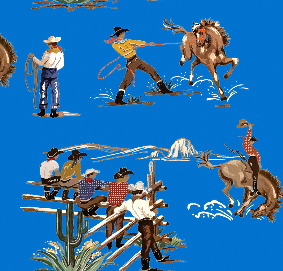 The Original Yeeha 1950's Cowboy - True Blue Wallcovering | DW Bespoke ...