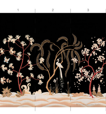 Ginsberg Black Mural | Paul Montgomery Studios – Designer Wallcoverings ...
