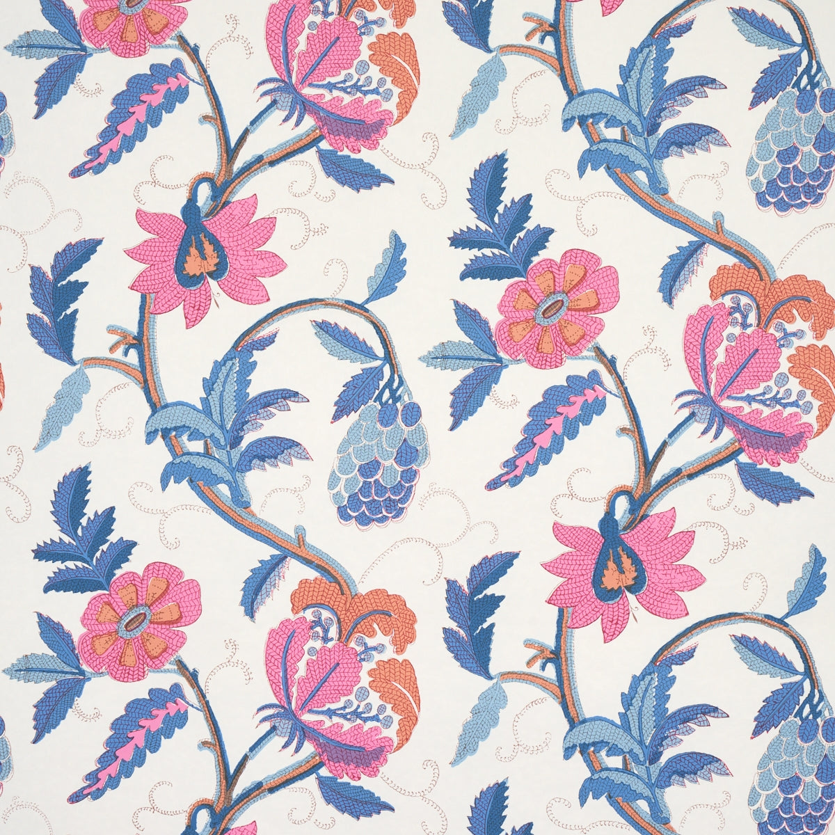 Indali Rose & Indigo Wallpaper | Schumacher – Designer Wallcoverings ...